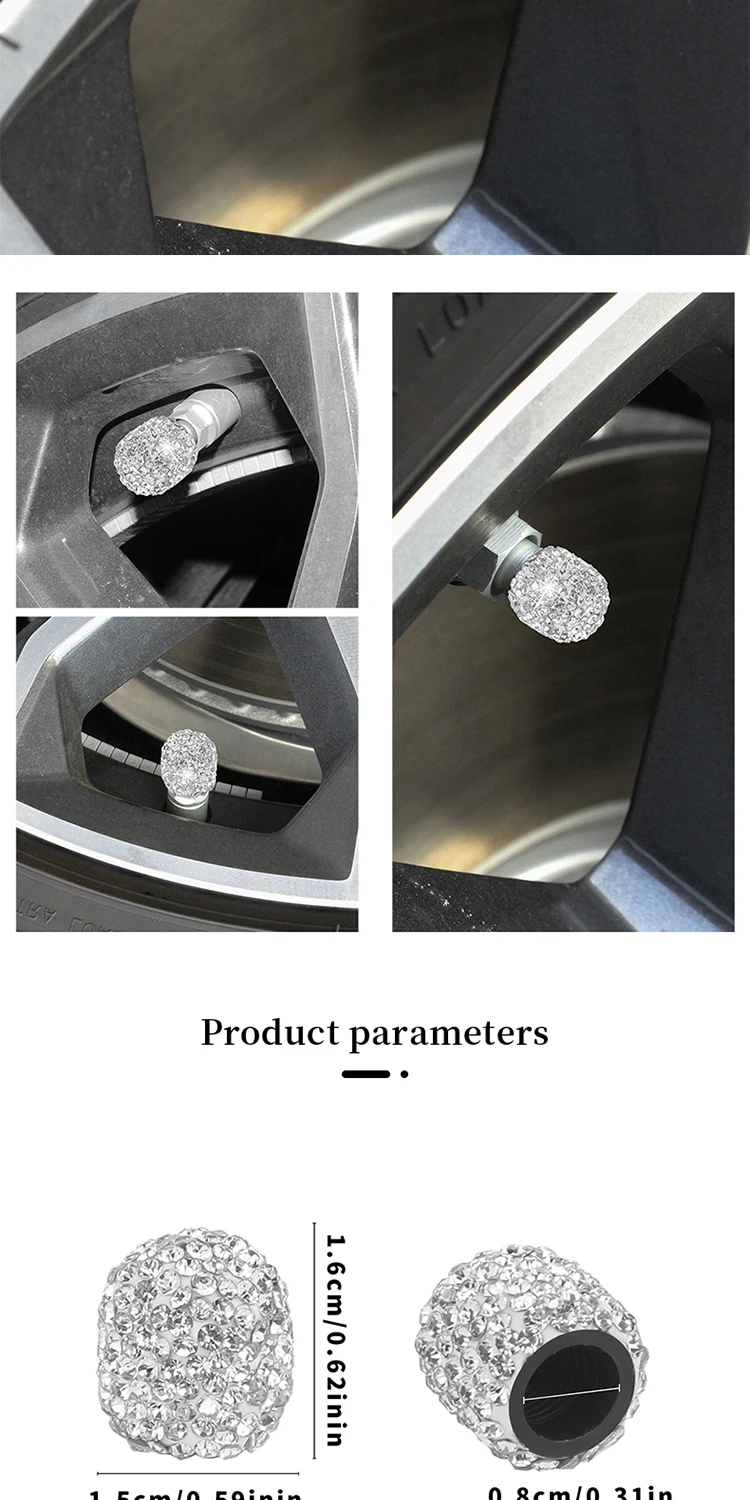 Crystal Mini Full Diamond Car Tire Valve 4pcs/set Suv Bicycle ...