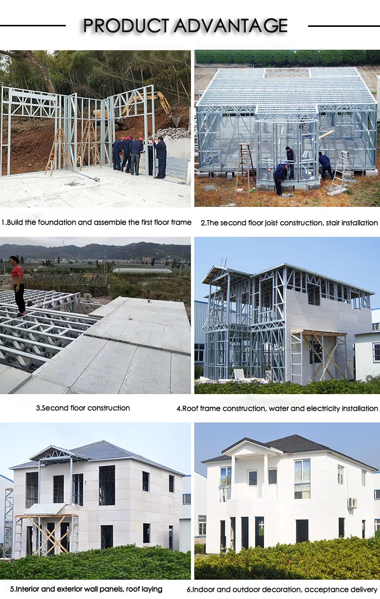 Modern Design Light Steel Structure Building Two Storey Luxury Villa ...