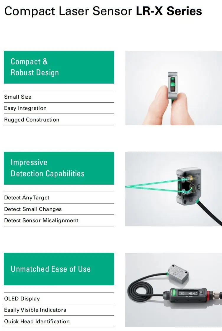 KEYENCE LR-X100 Laser Photoelectric Sensor - 100mm Range