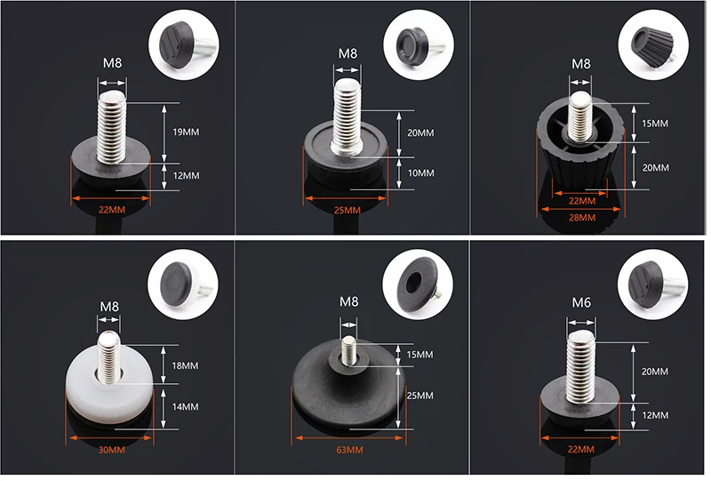 Furniture Leveler M6/m8/m10 Screw On Furniture Glide Leveling Feet ...