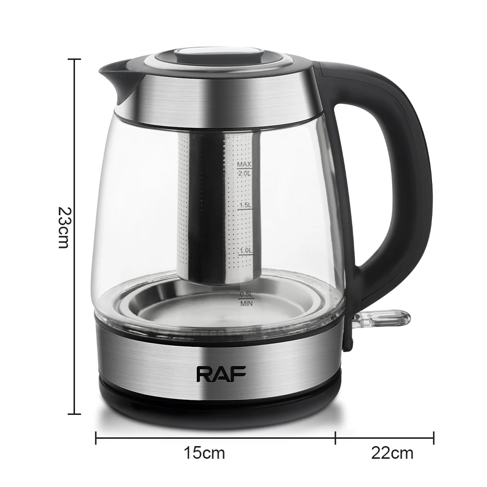 Raf Quality 2200w Borosilicate Glass Transparent Electric Kettle 2 Liter Tea Pot Cordless Water ...