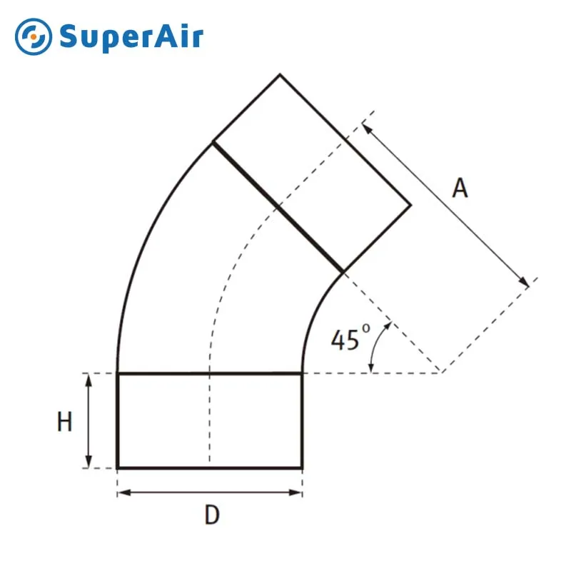 Factory Price Galvanized Steel Spiral Duct 45 Degree Elbow Bends For Hvac - Buy Factory Supply ...