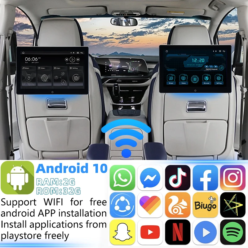 New Style 10.1 Inch Car Headrest Monitor - Android, Bluetooth, and Wifi