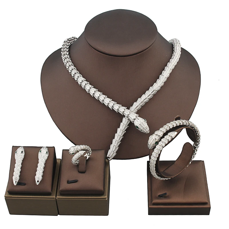 18k Gold-plated Snake Bone Snake Shaped 4-piece Jewelry Set Luxurious ...