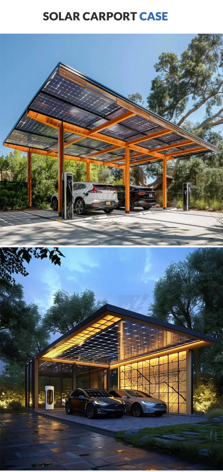 JCHX Solar Carport Structure Waterproof Photovoltaic Car Charging ...