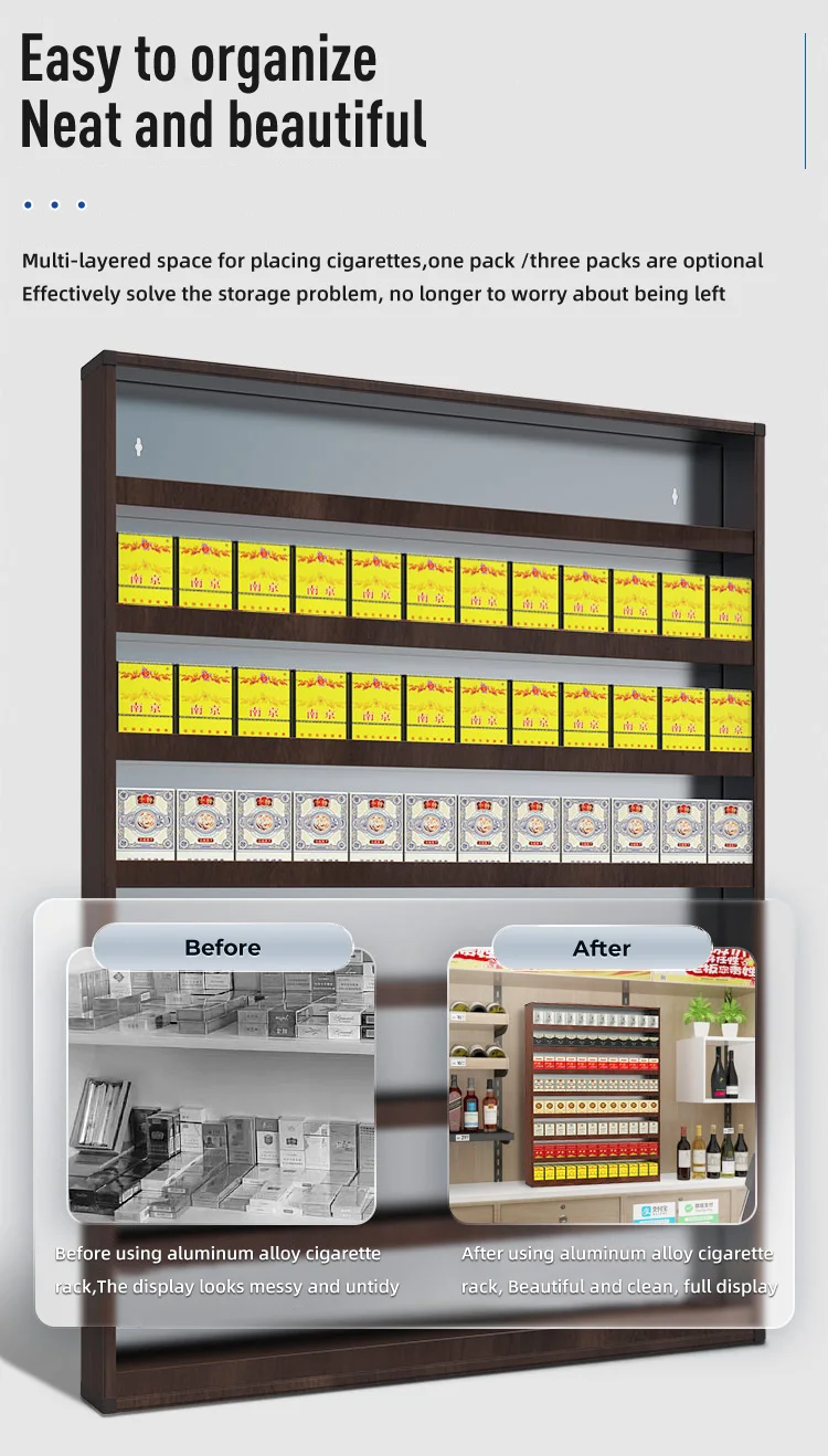 Custom Different Size Tobacco Shelves With Pusher Cigarette Display ...