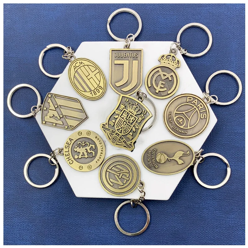 Europe's Football Leagues Club Keychain Soccer Club Logo Bronze ...