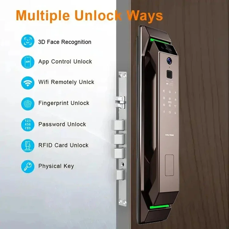 Glomarket 3d Face Recognition Smart Door Lock With Camera Fingerprint Security Fully Automatic ...