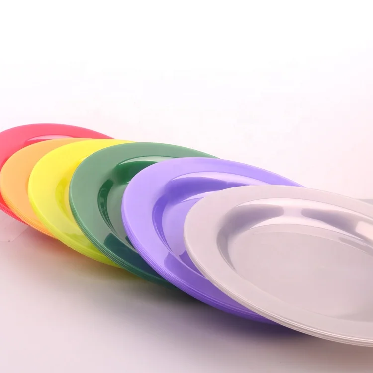 Colorful Dinner Plates Plastic Plates 10 Inch Round Solid Reusable ...