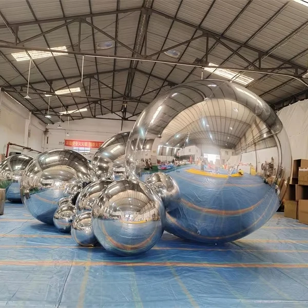Silver Mirror Ball Inflatable Big Shiny Balls Giant Disco Party Balloon ...
