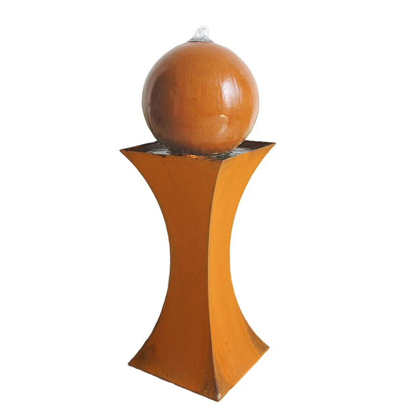 Corten Steel Garden Fountain Water Feature With Rattan - Buy Stainless ...