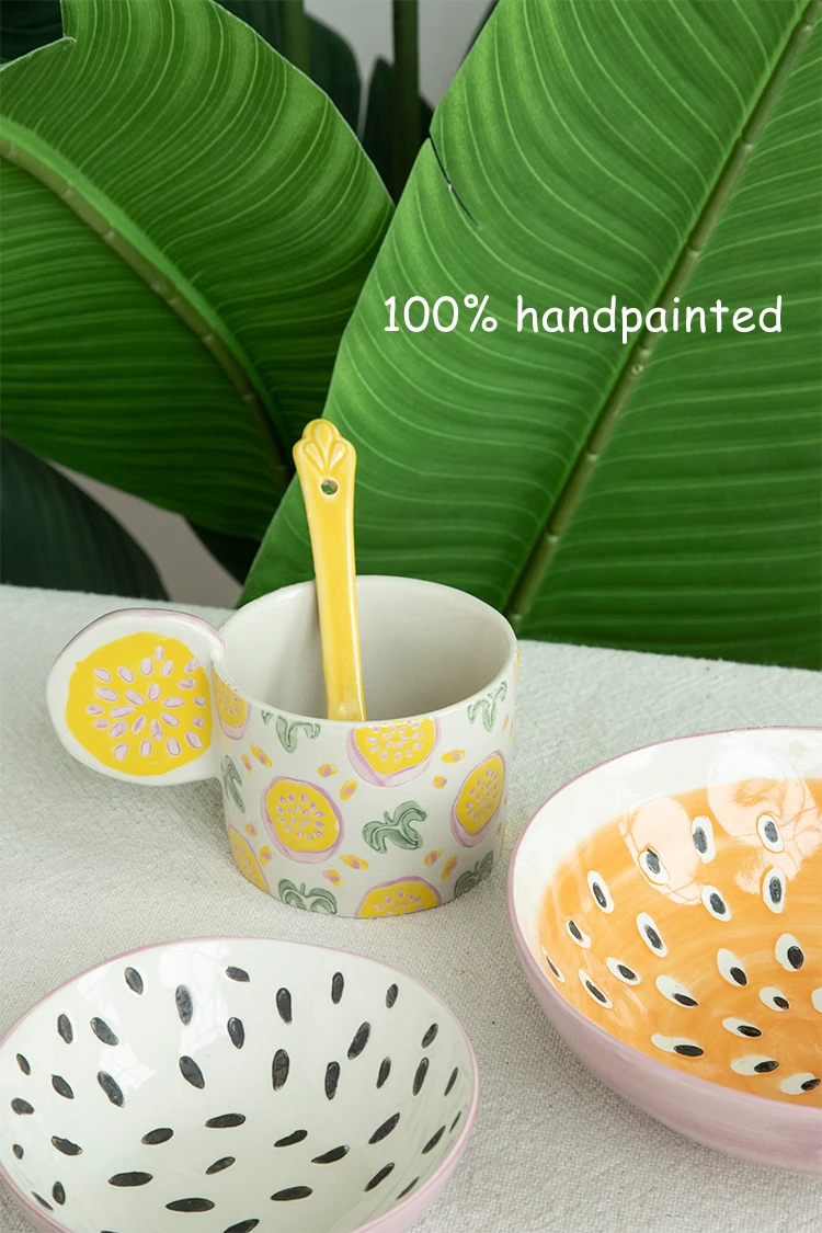 JOYYE Custom Hand Painted Apple Fruit Shaped Cup Mug Set