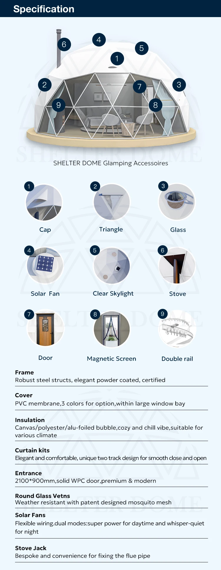 Shelter Dome Project in France Glamping Hotel 7m Geodesic Dome Tent ...