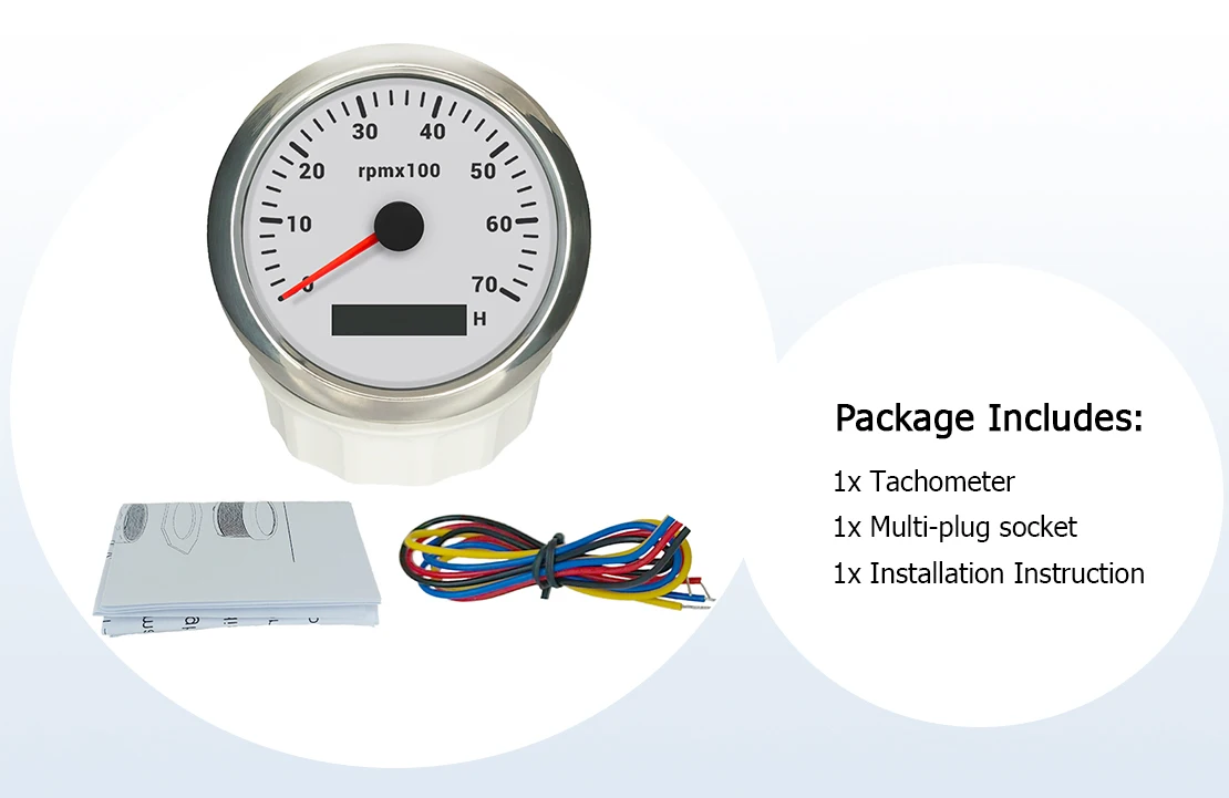85mm Gasoline Generator Engine Rpm Tachometer Gauge With Hour Meter 7 ...