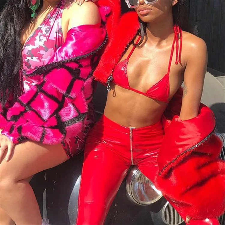 High Waist Shiny Patent Leather Pants Women Sexy Bodycon Trousers