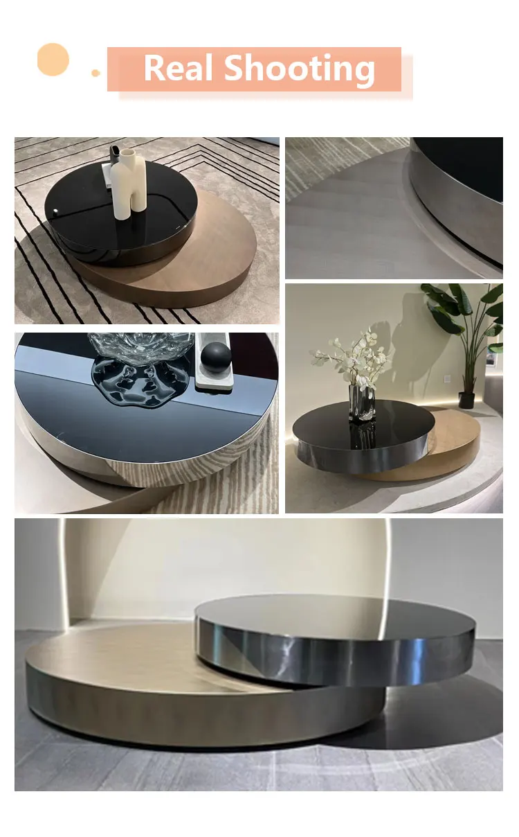 Italian Minimalist Rotate Oval Coffee Table Mirror