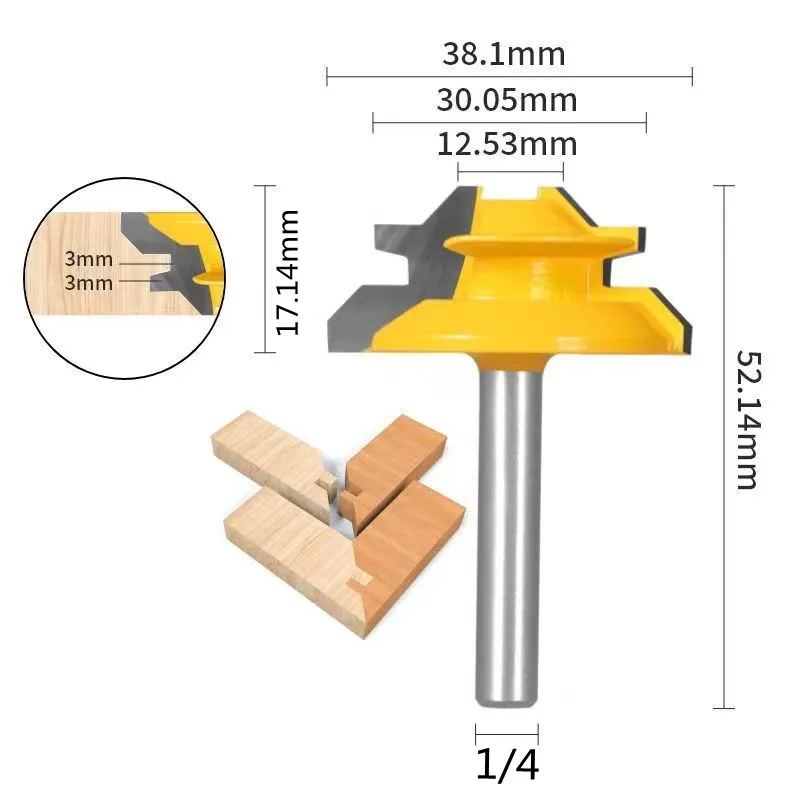 45 Degree Miter Router Bit Woodworking Milling Cutter 1/2 1/4 Trimming ...