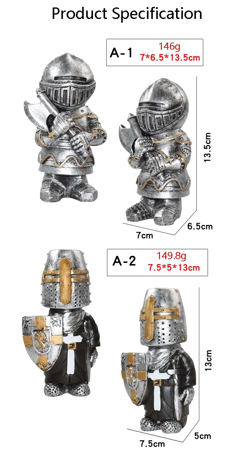 Knight Dwarf Guardian Garden Statue Armor European Knight Sculpture ...