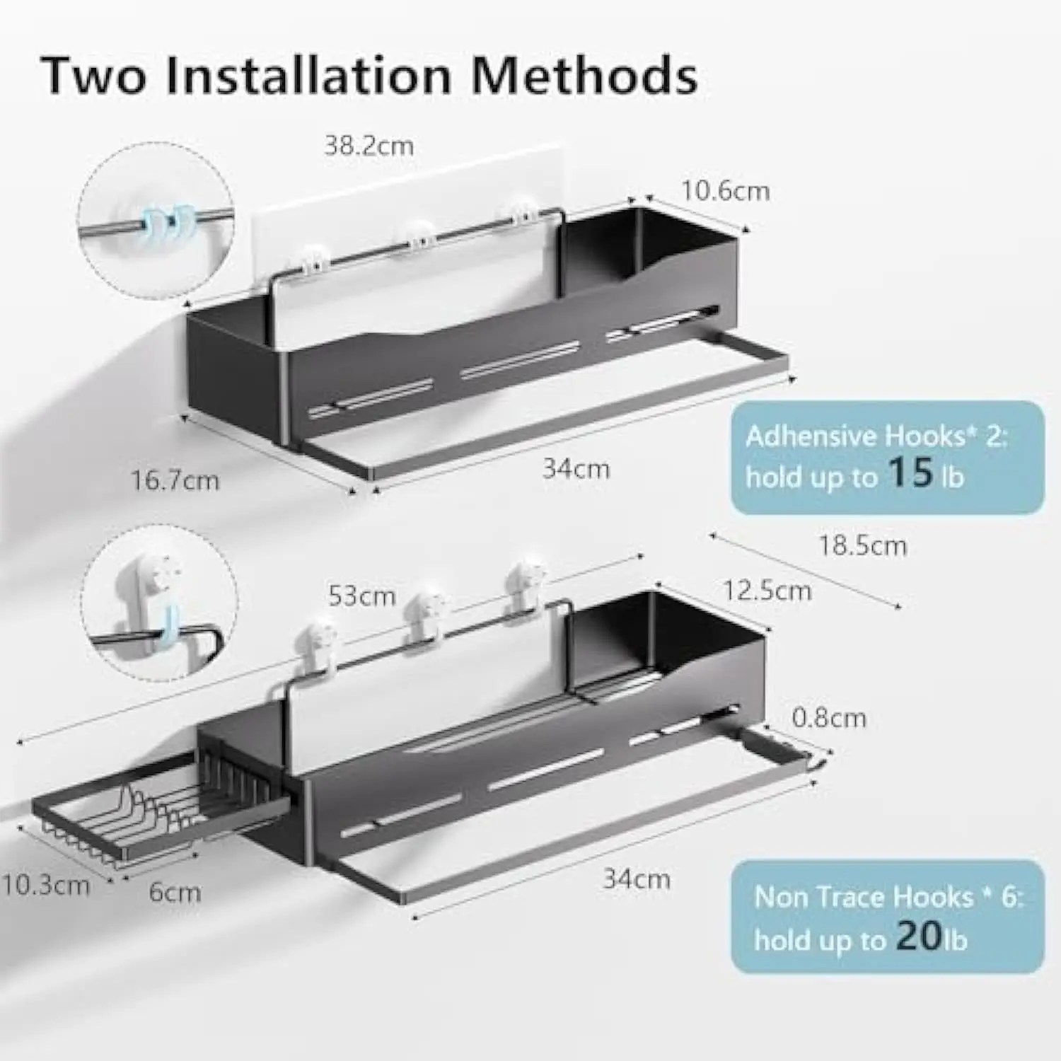 Bathroom Shower Metal Corner Storage Rack Shelf with Adhesive Triangle ...