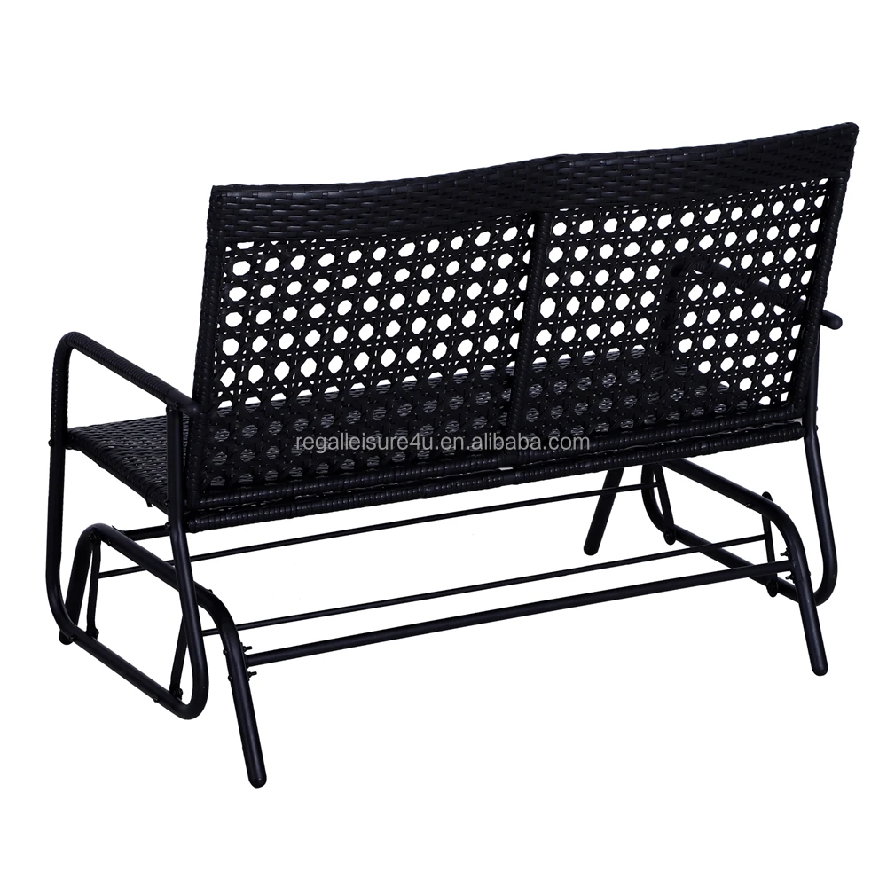 Garden Double Rattan Glider Bench Metal 2 Seater Swing Chair Porch ...