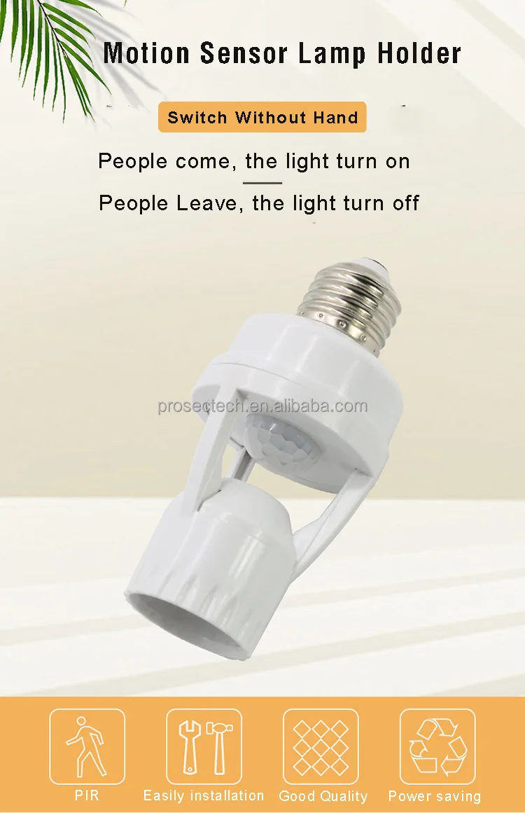Motion Sensor Light Socket, Smart E27 PIR Motion Sensor Light Switch ...