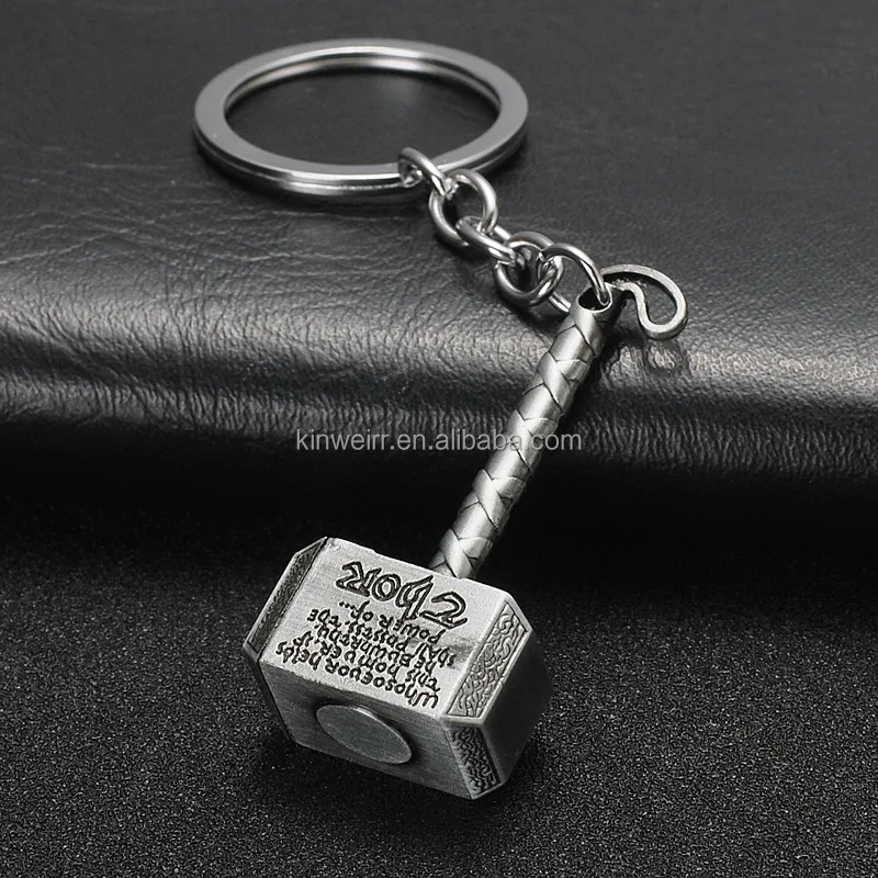 Viking Thor Hammer Steel Keychain Vintage Bronze Plated Keyring 3d Thor ...