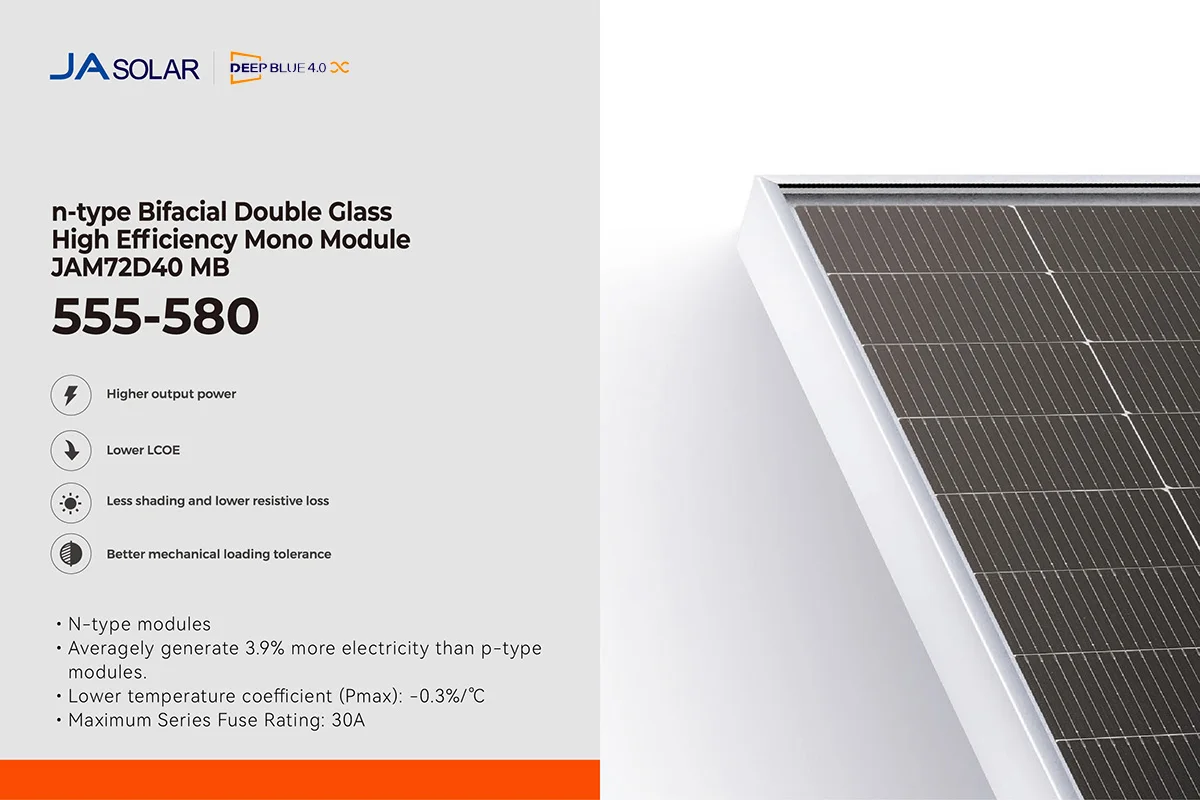 JA Solar Deepblue 4.0 16BB N-Type Solar Panels - 580w