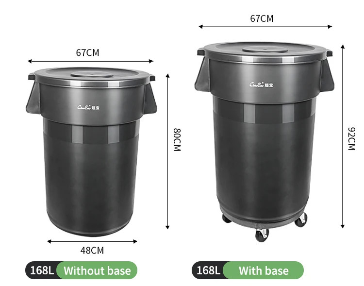 120L Large Commercial Plastic Round Bucket with Wheels Mobile Hotel ...