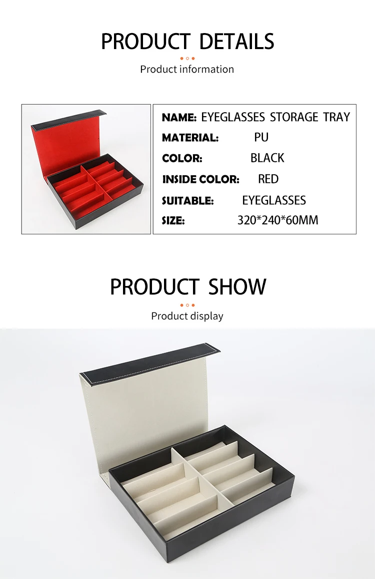 Wooden Eyeglasses Box 3 6 8 Slot Jewelry Storage Case Gift Pu Leather ...