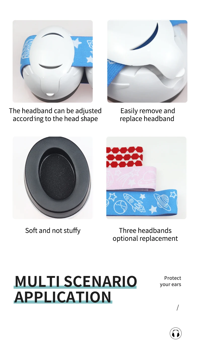 Baby Ear Muffs Noise Blocking For Infants With Elastic Headband Hearing ...