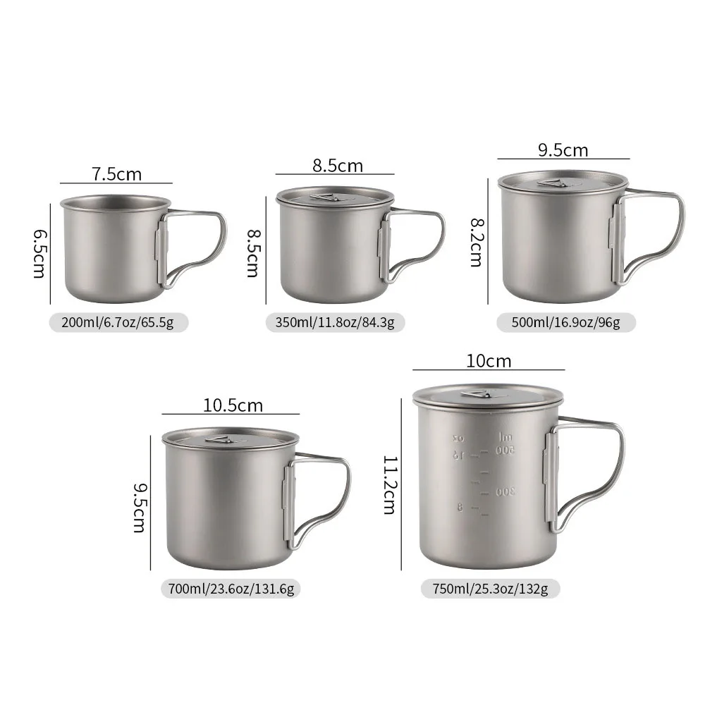Bushcraft 750ml Folding Handle Titanium Cup Outdoor Camping Coffee Mug ...
