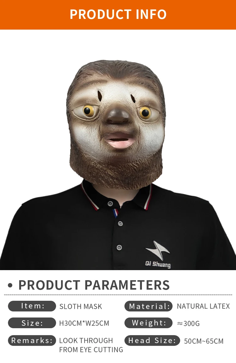Realistic Zootopia Sloth Latex Mask Movie Cosplay Full Head Animal Mask ...