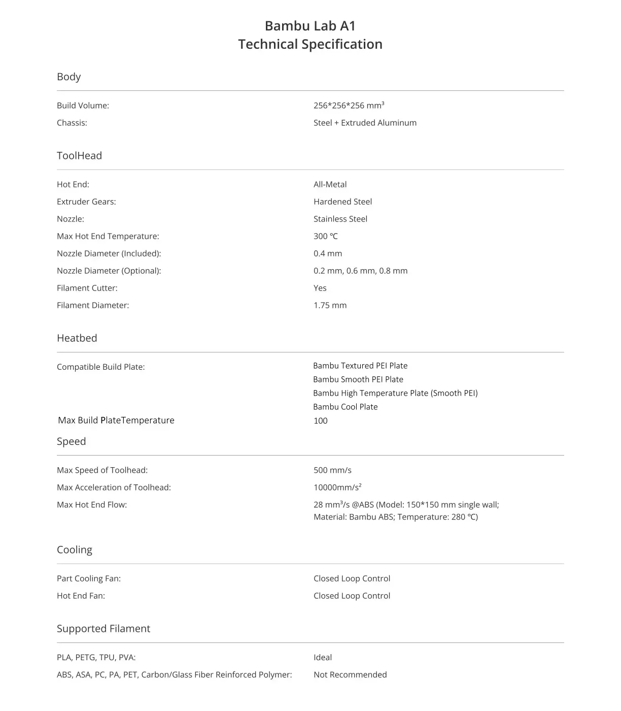 Bambu Lab A1 3d Printer Full-auto Calibration 256*256*256 Mm Build ...
