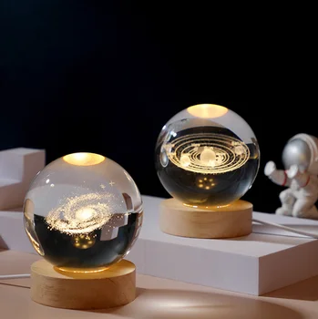 Newish 3d Crystal Ball Led Nightlight With Removable Glow Ball Color ...