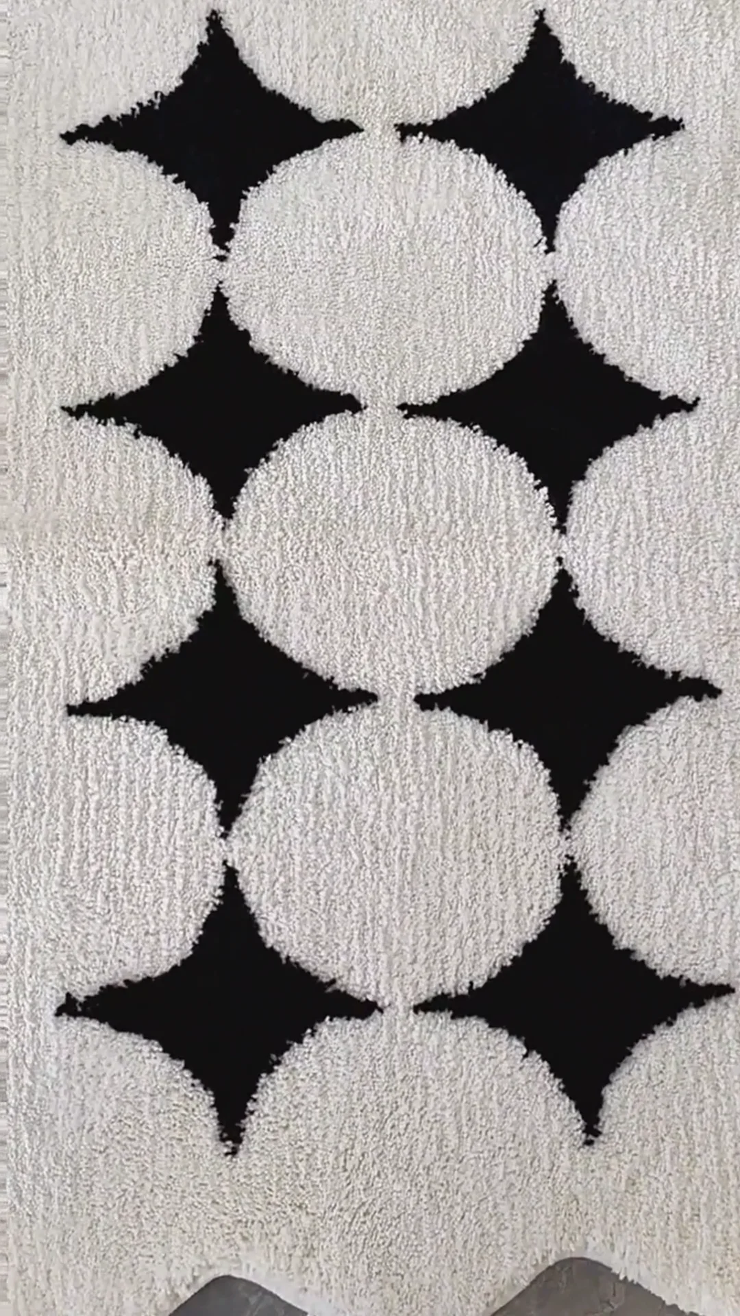 Modern Black And White Square Floor Mat Round Logo Waterproof And Anti ...