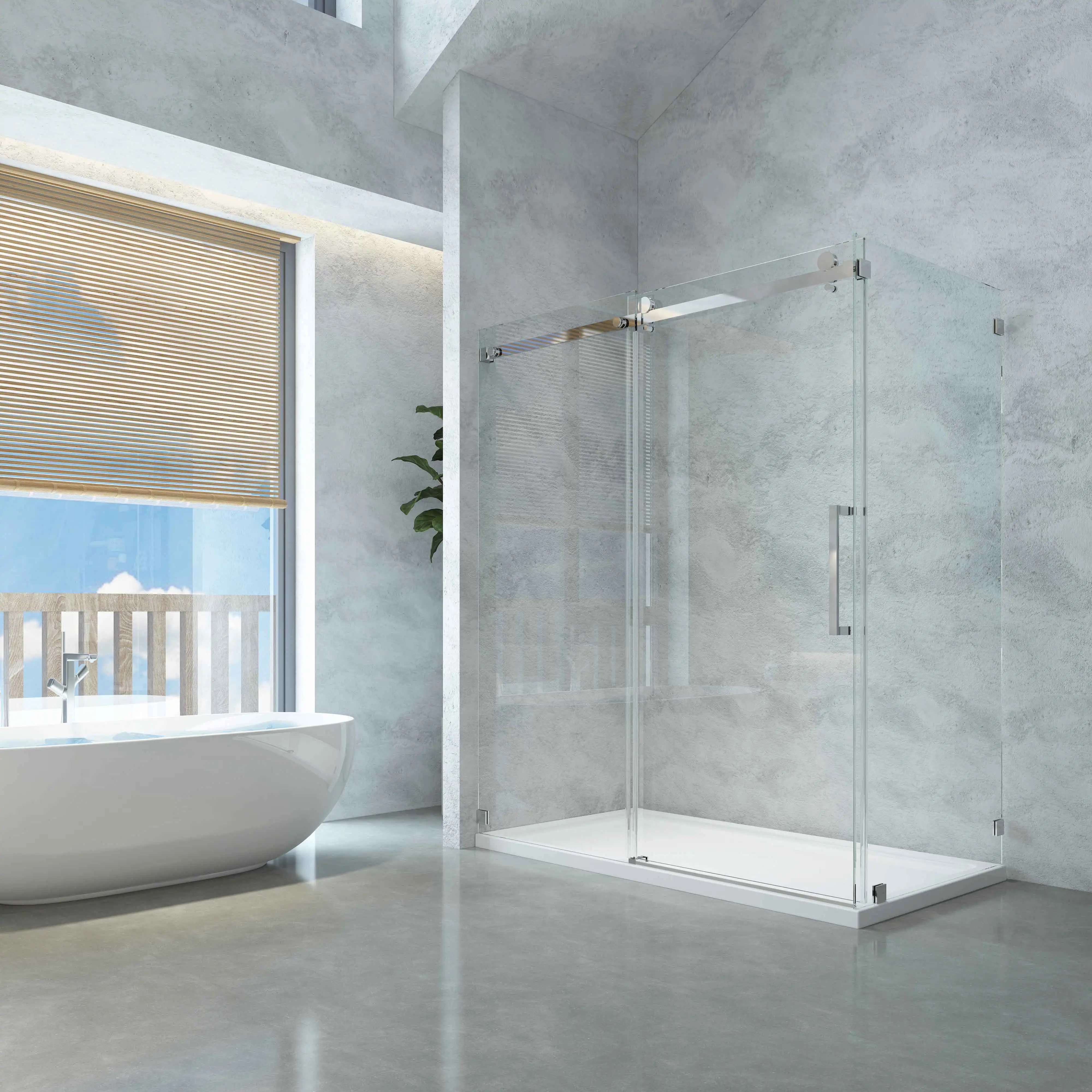 2 Sided Bathroom Corner Shower Enclosure Frameless Sliding Tempered ...
