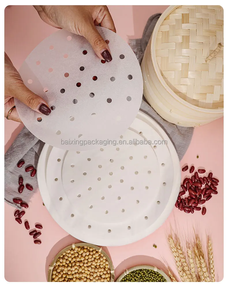 Round Small Hole Steaming Silicone Coated Steamer Dim Sum Paper Steamer ...