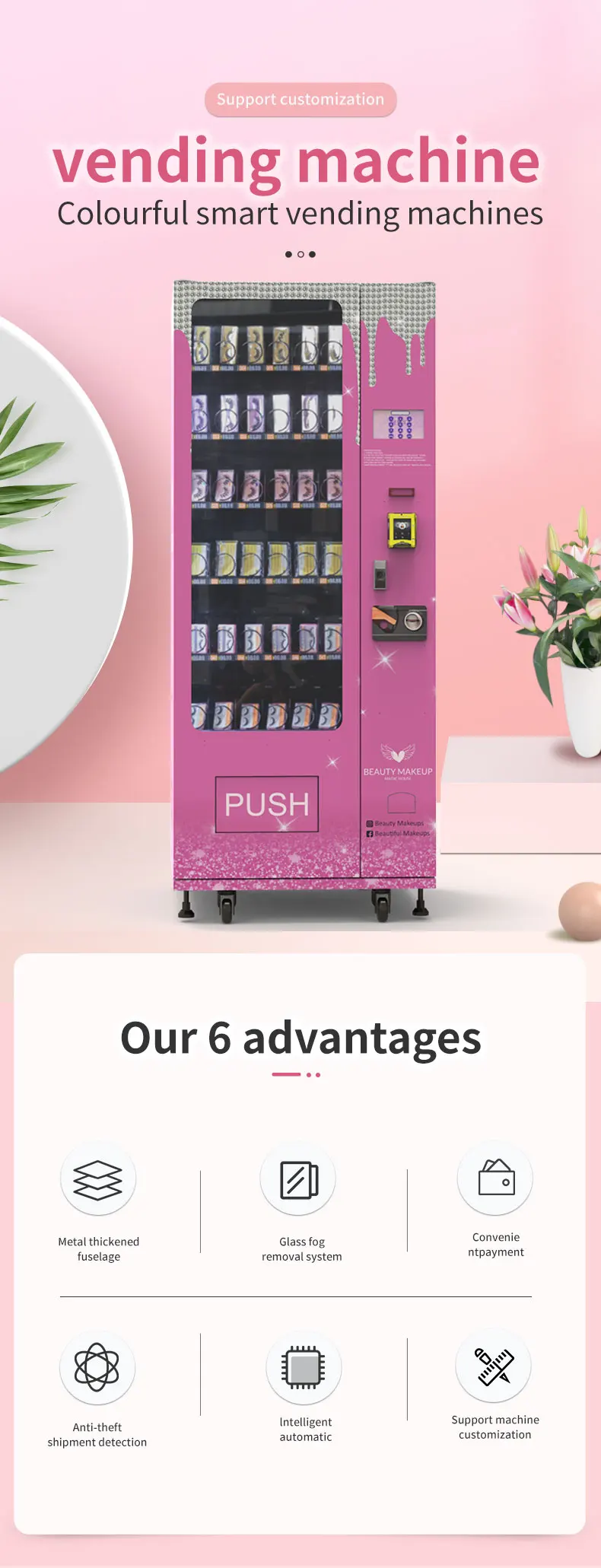 24-hours Business Self-Service Slim Machine Beauty Vending Machine for ...