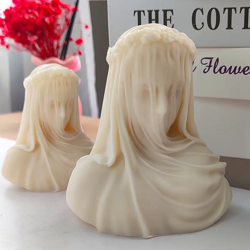 P1427 Molde de silicona para velas de niña velada, escultura DIY de ...