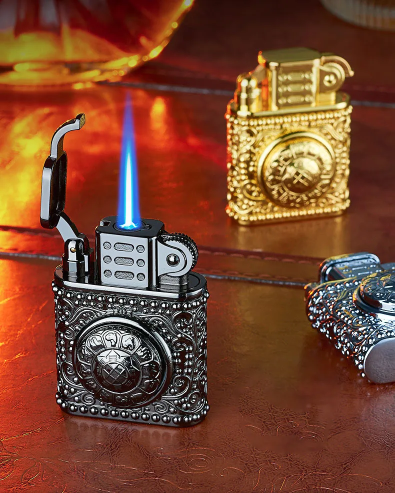 Embossed Tangcao Turntable Retro Lighter - Butane Gas