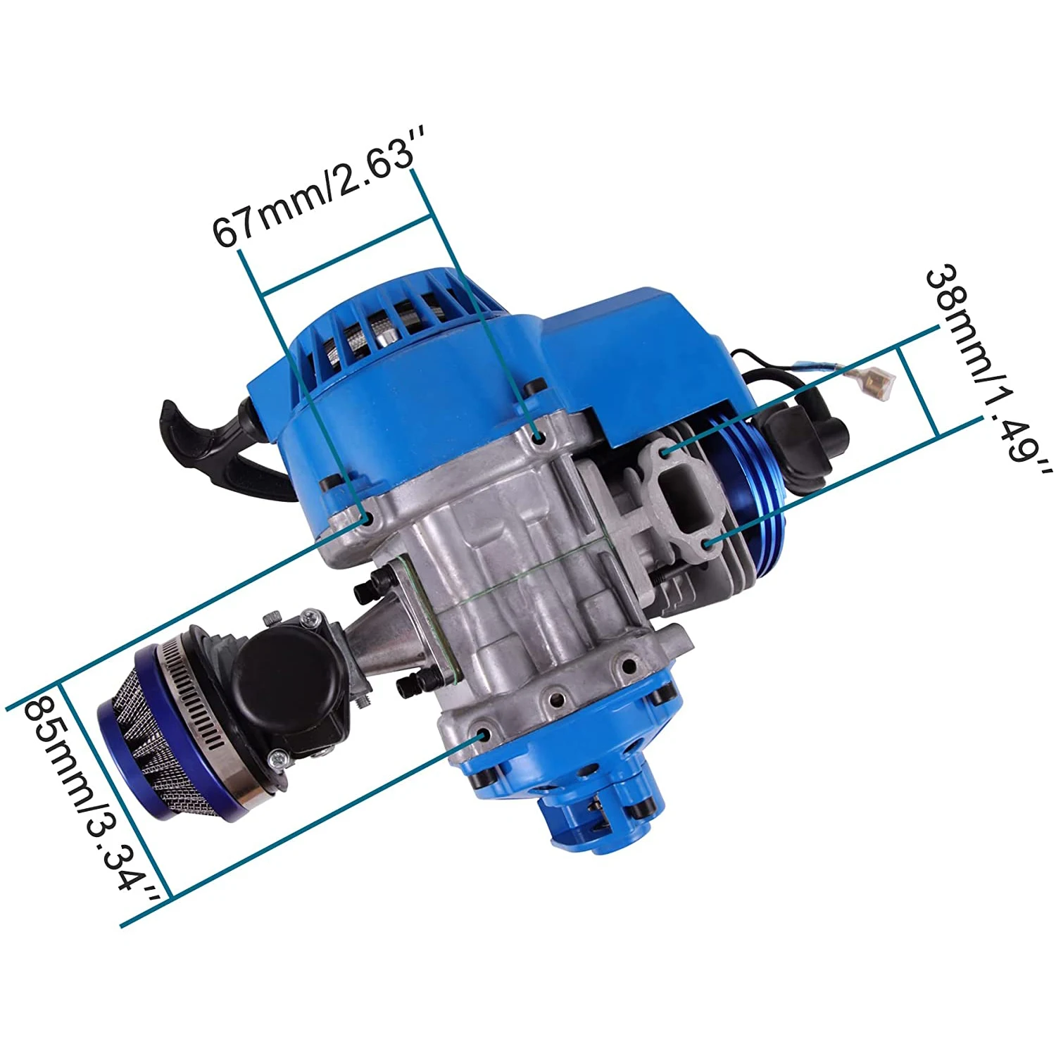 Goofit Blue 44-6 Modified 49cc Engine With Handle Bar Throttle Cable ...