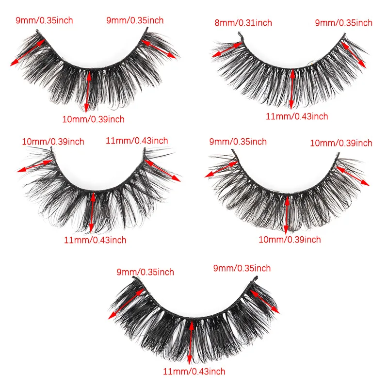 New Arrival 20 Pairs Faux Mink Strip Eyelashes Russian Curl With 5 ...