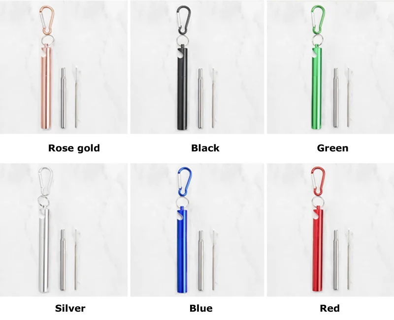 Stainless Steel Folding Collapsible Drinking Straw Kit