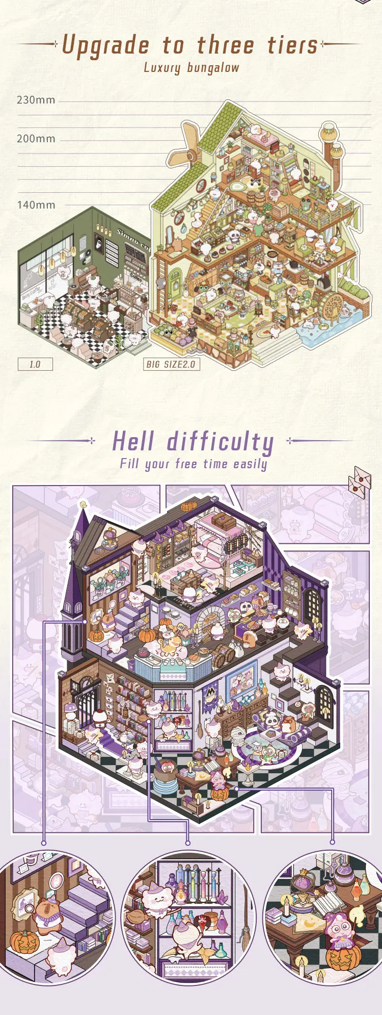 SIMNO 3D Fun Large Size House Collage Landscape Puzzle