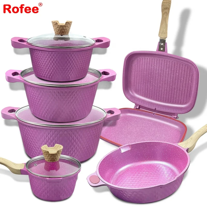 Die Cast Aluminum Cookware with Granit Coating - Pink Diamond