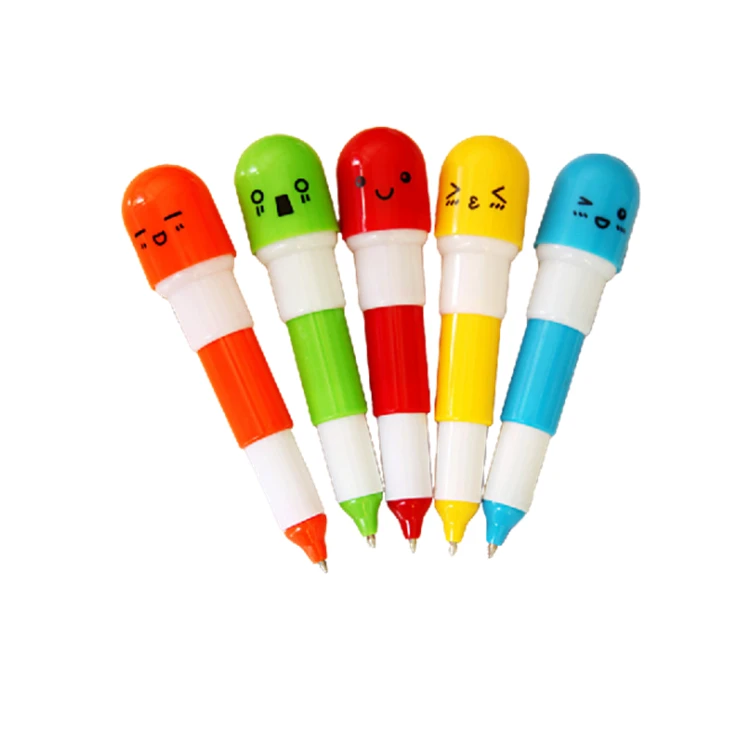 Novelty Cheap Mini Vitamin Capsule Ballpoint Pen OEM Logo Plastic Pill ...