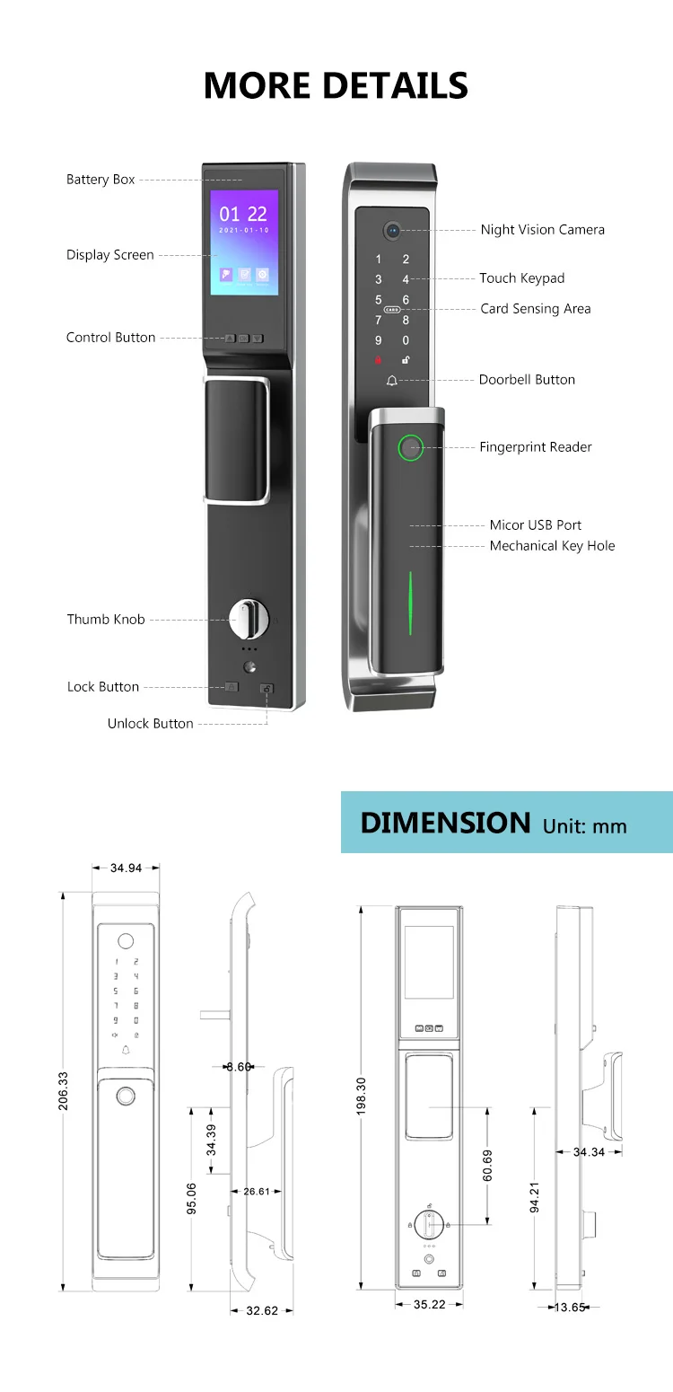Ttlock App Door Viewer Camera Lock Smart Fingerprint Door Lock With ...