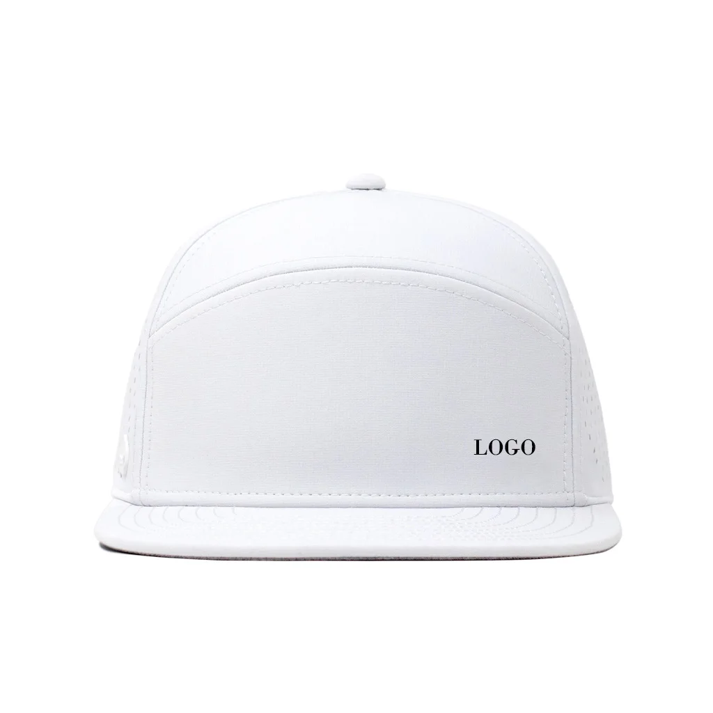 Custom PVC Rubber Patch Men White 6 Panels Flat Brim Golf Snapback Hat ...