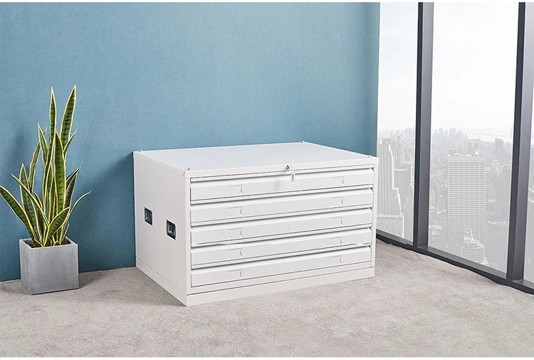 Modern Office File Drawer Cabinet - Stainless Steel Filing
