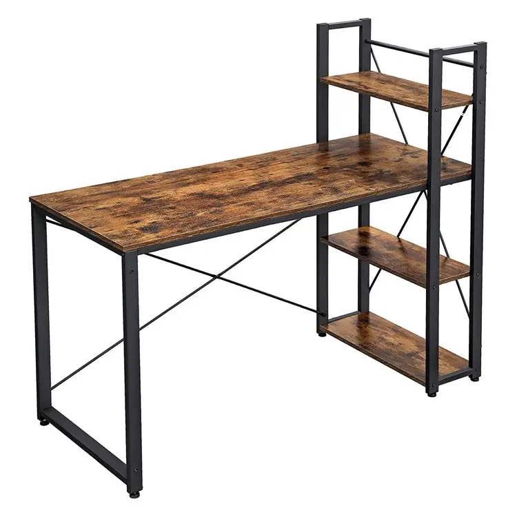 VASAGLE Home Office Industrial Style Rustic Brown 55 Inch Writing Desk Wooden Computer Desk mit bucherregal bucherregal